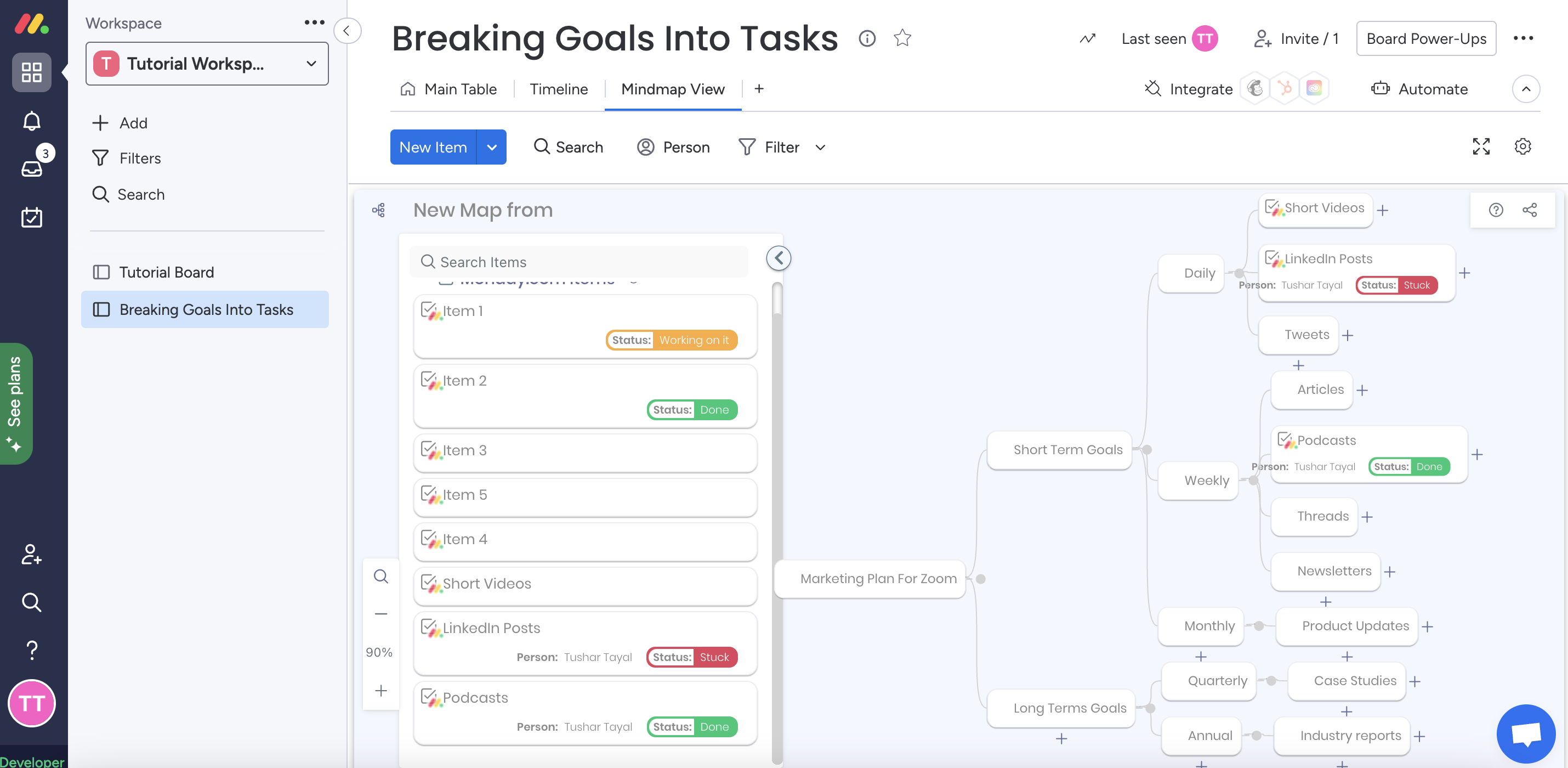 Mind mapping in monday.com by Thoughtflow